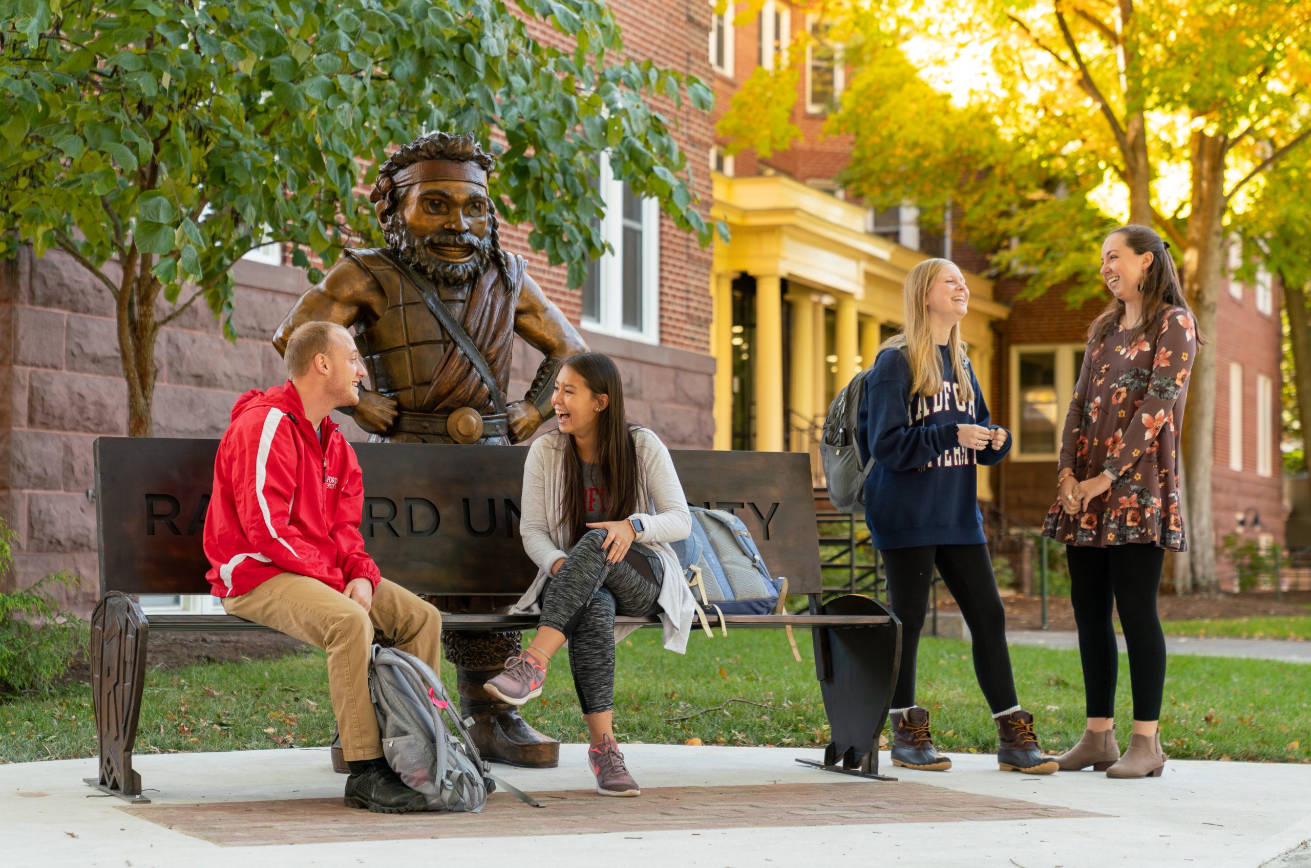 RU students with metal mascot | Virginia's New River Valley
